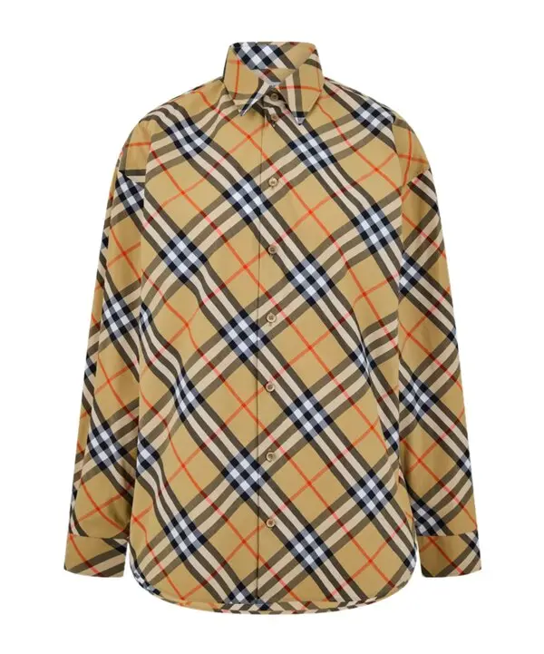 Burberry Plaid Long Sleeve Shirt - Nude