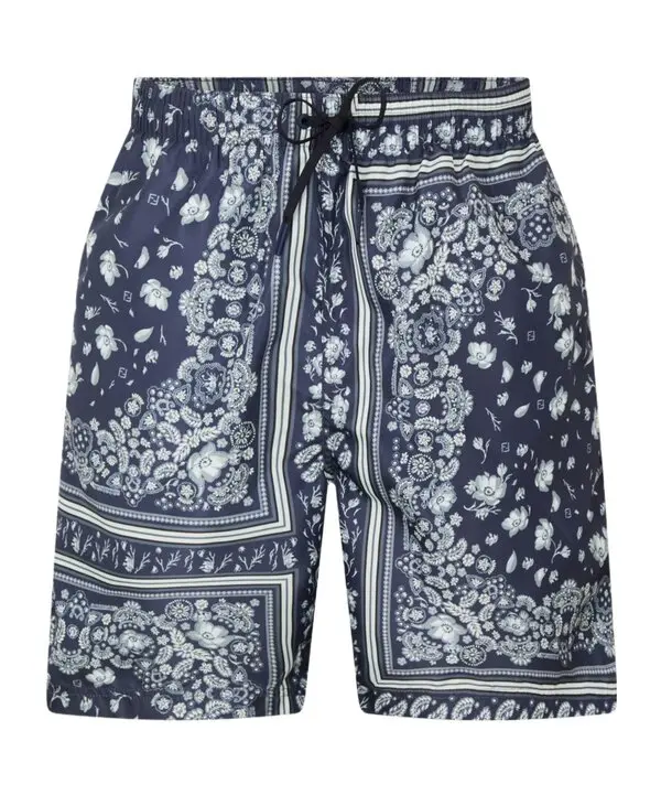 Fendi Bandana Print Elasticated Waist Shorts - Gray