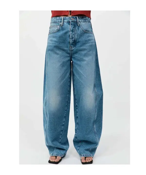 ST. AGNI Wide-leg Faded Jeans