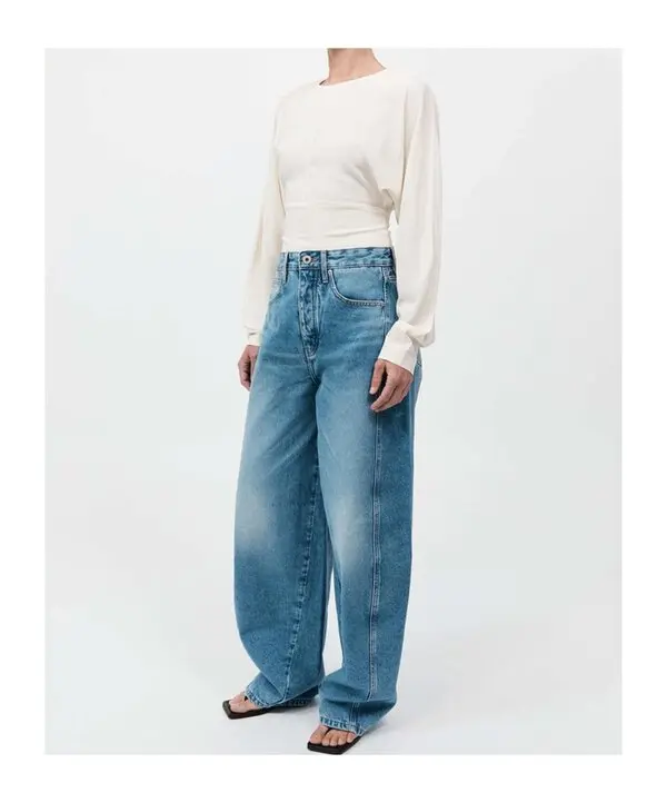 ST. AGNI Wide-leg Faded Jeans