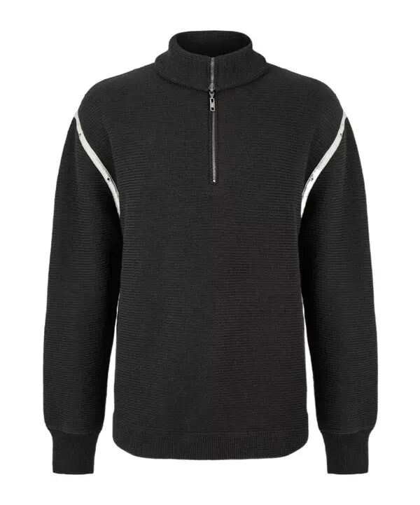MAISON MARGIELA Half-zip Sweater With Contrast Elbow Patches - Black