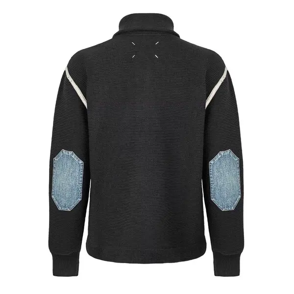 MAISON MARGIELA Half-zip Sweater With Contrast Elbow Patches - Black