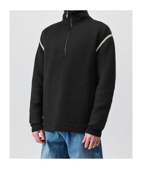 MAISON MARGIELA Half-zip Sweater With Contrast Elbow Patches - Black