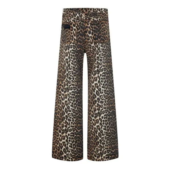 GANNI Leopard Print Denim Trousers
