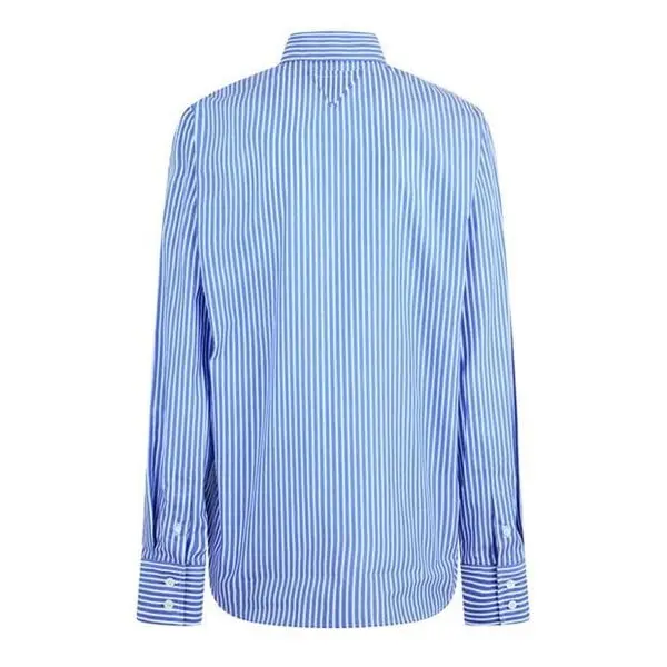 Prada Striped Lapel Shirt With Graphic Embellishment