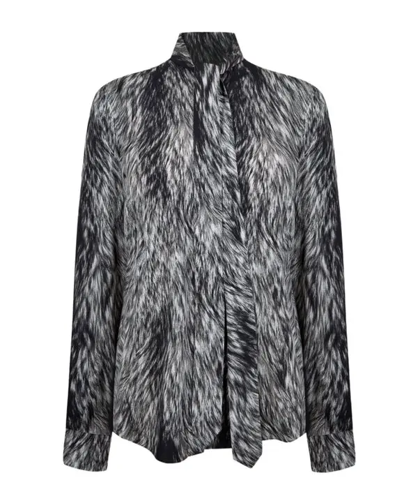 Dolce & Gabbana Animal Print Shirt With Lace-up Neckline