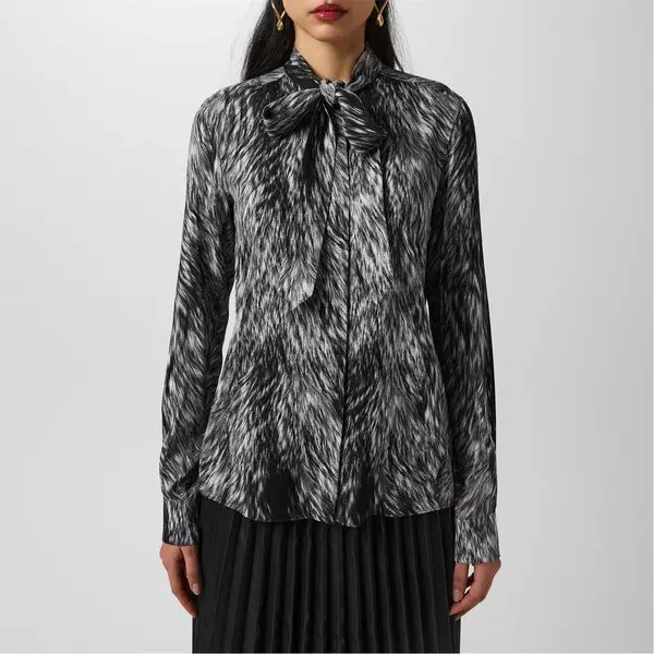 Dolce & Gabbana Animal Print Shirt With Lace-up Neckline