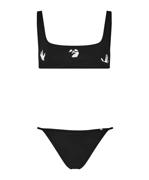 Off-White Off" Printed Bikini