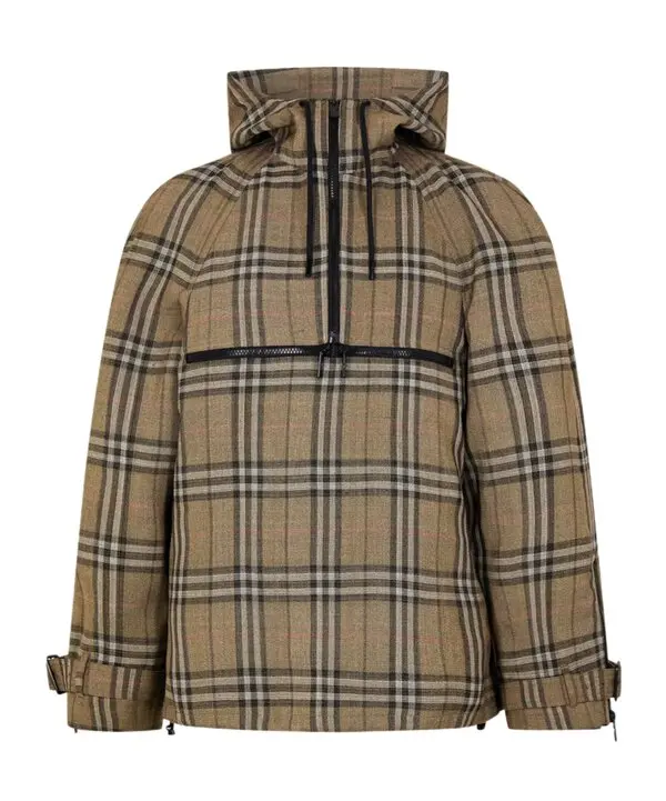 Burberry Checked Casual Half-zip Jacket - Brown