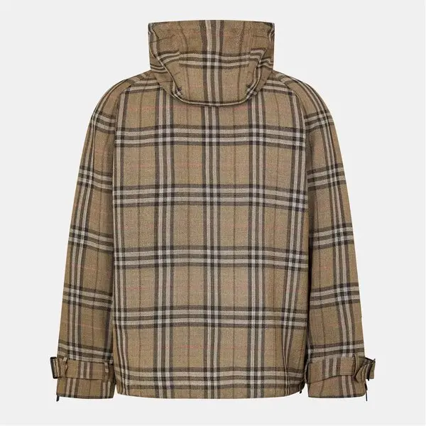 Burberry Checked Casual Half-zip Jacket - Brown
