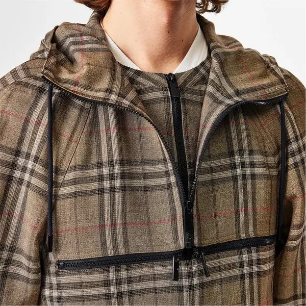 Burberry Checked Casual Half-zip Jacket - Brown