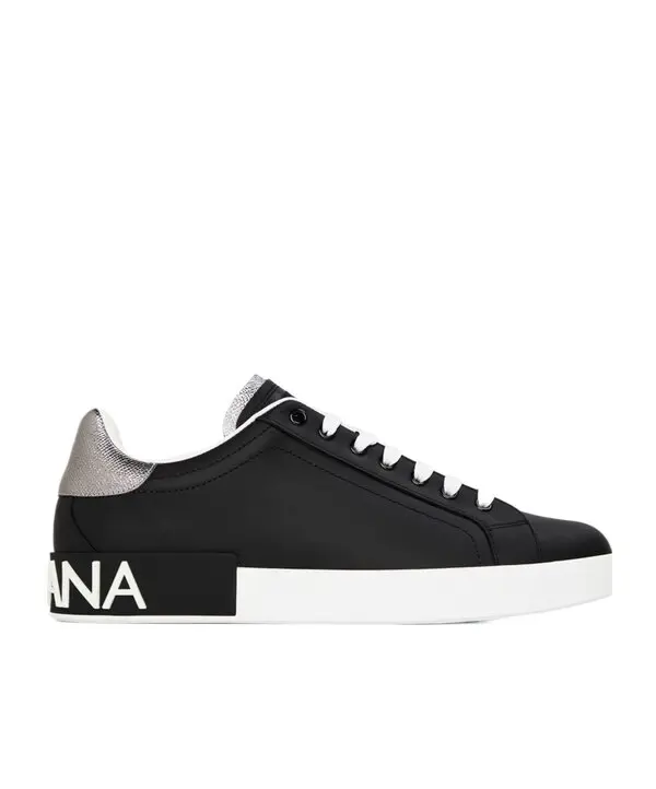 Dolce & Gabbana Logo Portofino Leather Low-top Trainers - Black