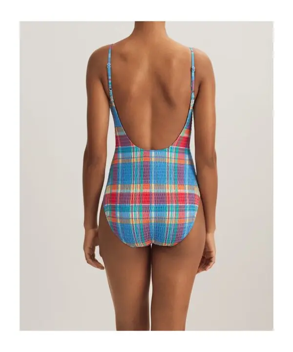 Polo Ralph Lauren Plaid Smocked One-piece Swimsuit