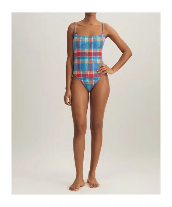 Polo Ralph Lauren Plaid Smocked One-piece Swimsuit