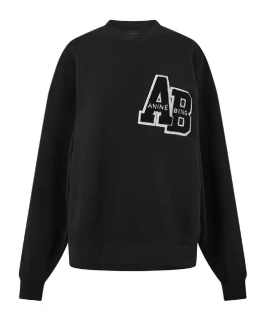 ANINE BING Long Sleeve Sweatshirt With Logo Detail - Black