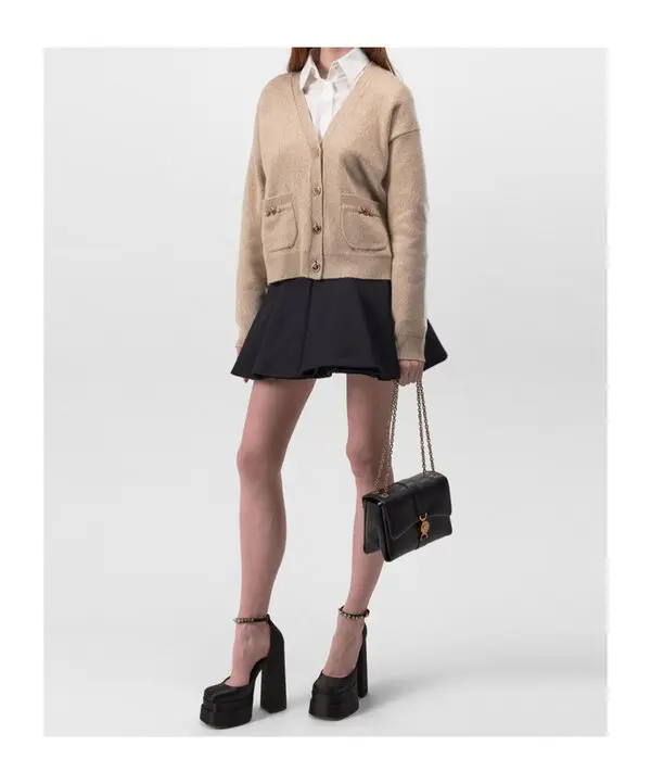 Versace V-neck Button-front Cardigan With Pockets