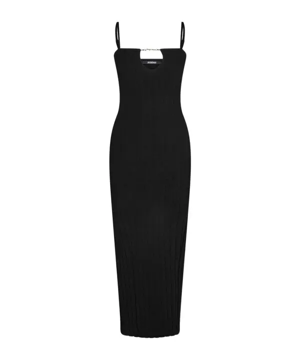 Jacquemus Ribbed Maxi Slip Dress With Adjustable Straps