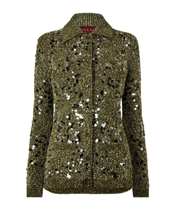 Gucci Sequin Knit Cardigan - Green