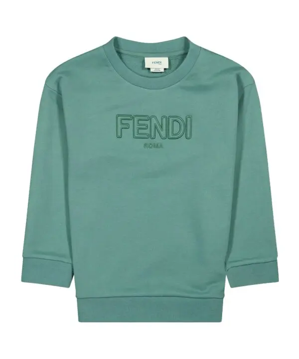 Fendi Embroidered Logo Hoodie - Green