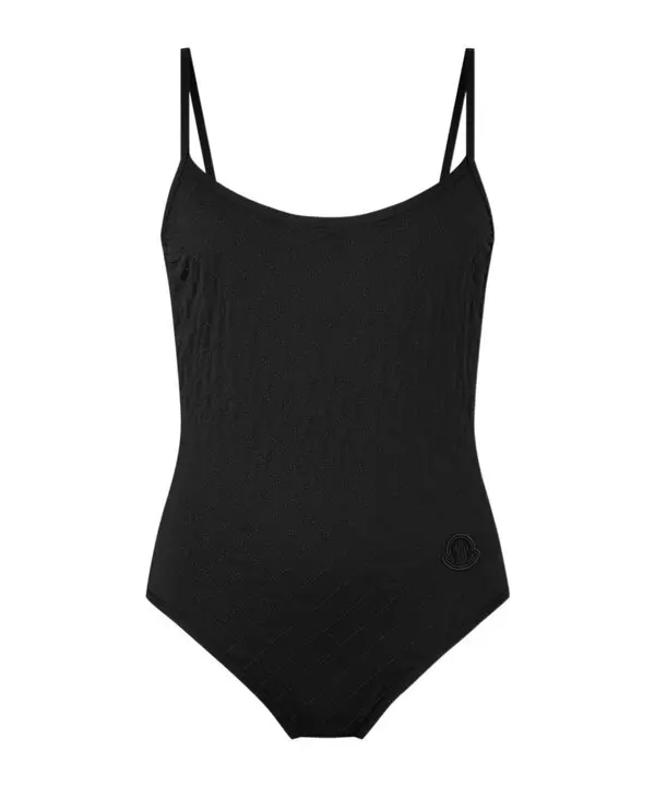 Moncler Sleeveless Spaghetti Strap One-piece Swimsuit - Black