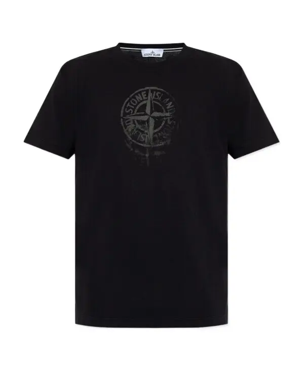 Stone Island Logo Printed Crewneck T-shirt