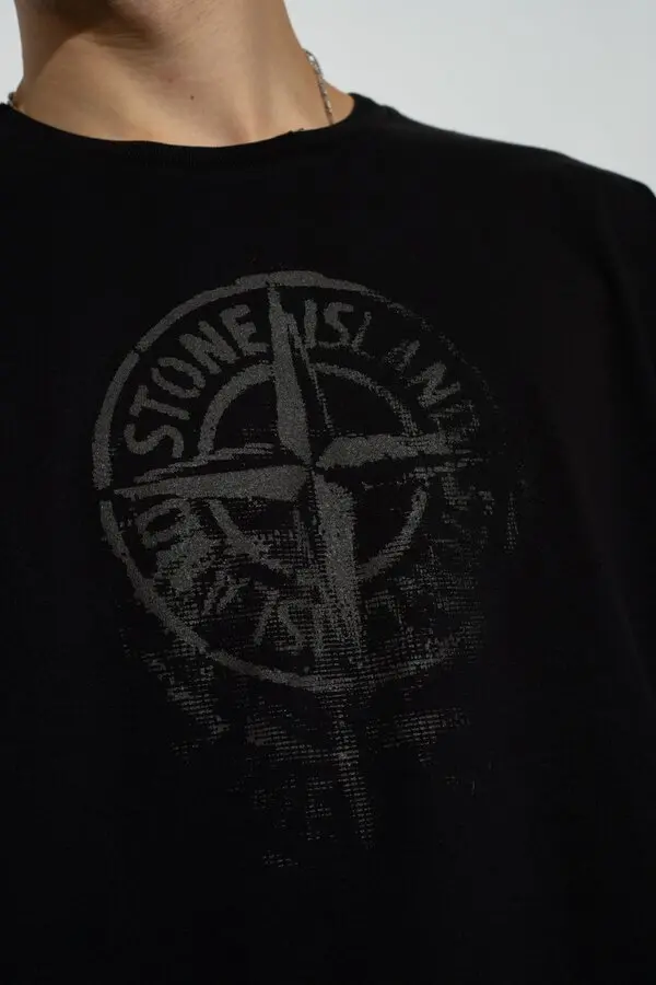 Stone Island Logo Printed Crewneck T-shirt
