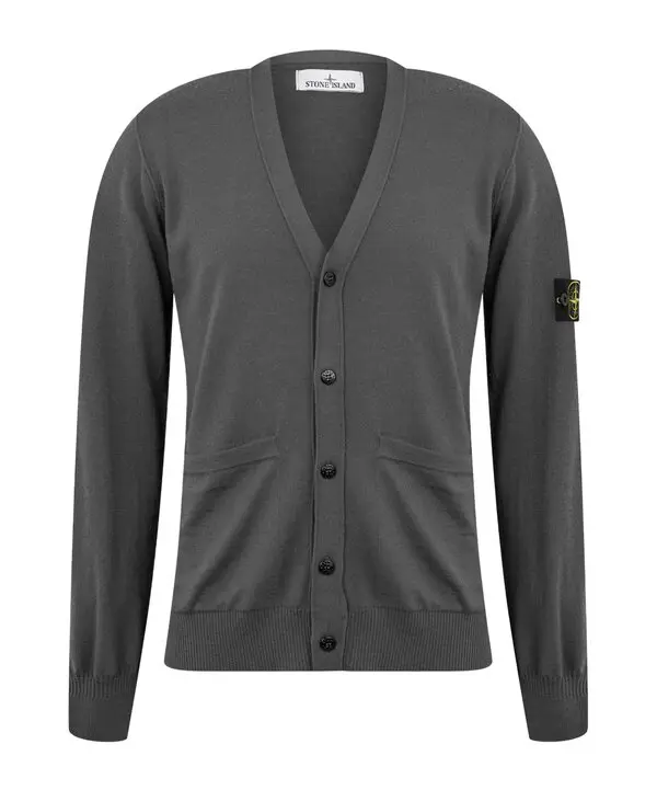 Stone Island Wool Cardigan With Logo Patches