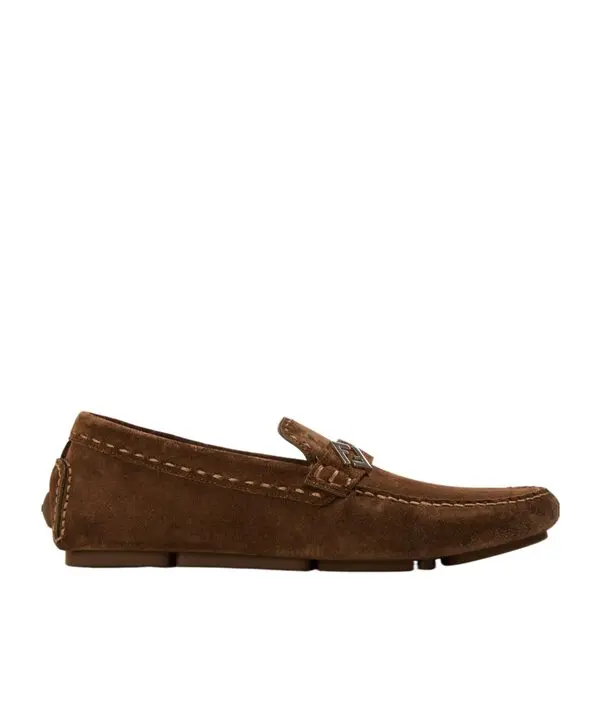 Fendi Suede Loafers With Metal Logo Detail