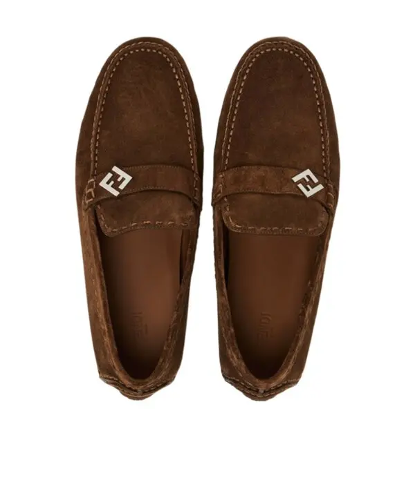 Fendi Suede Loafers With Metal Logo Detail
