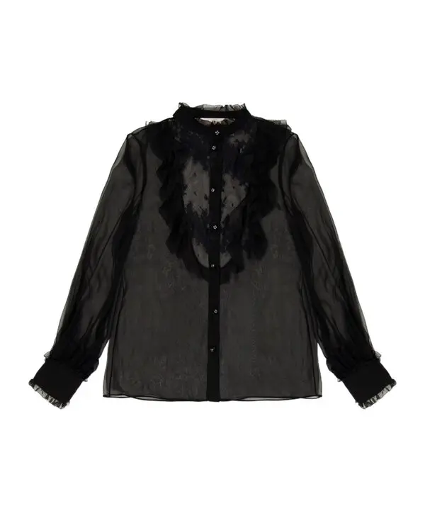 Valentino Garavani Tulle Ruffle Shirt - Black