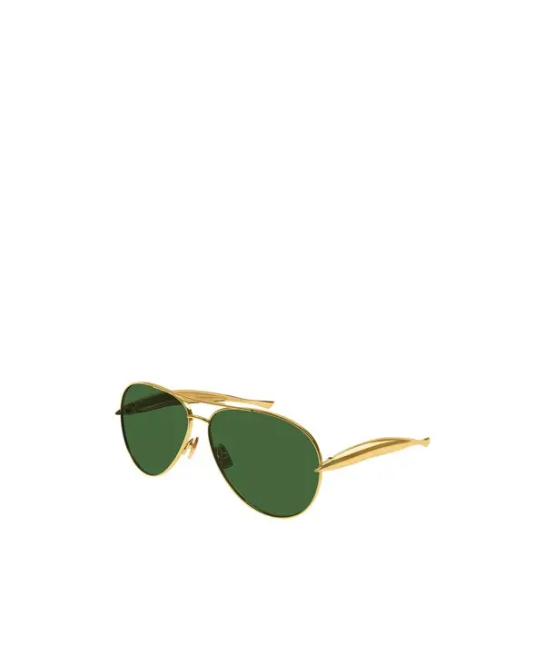 Bottega Veneta Aviator Sunglasses With Logo Detail - Green
