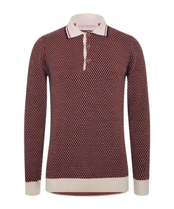 Valentino Garavani Long Sleeve Knit Polo Shirt