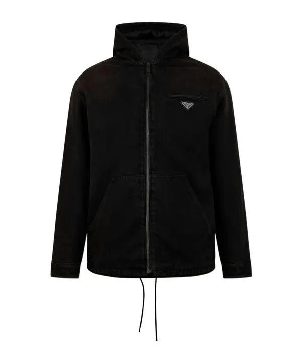 Prada Denim Zip-up Jacket With Hood