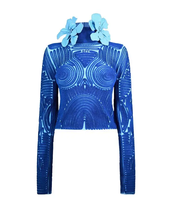 Off-White Flower Embroidered Top