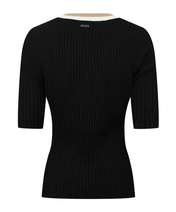 Hugo Boss Ribbed V-neck Short Sleeve Top