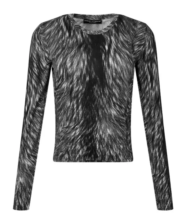 Dolce & Gabbana Fur Print Long Sleeve Knitwear