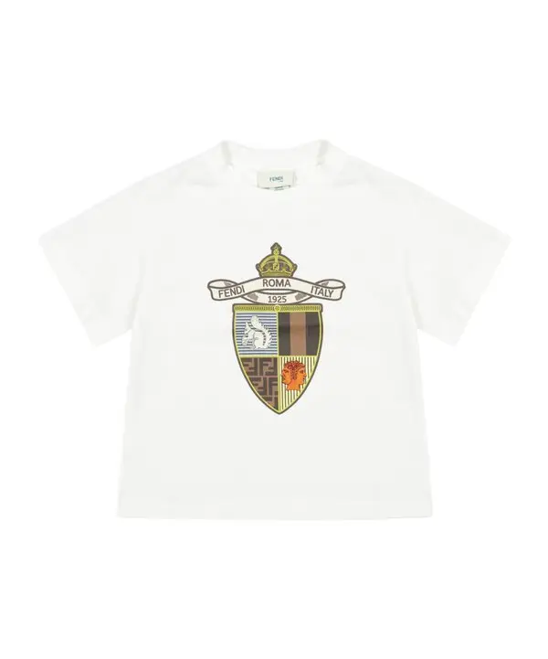 Fendi Short Sleeve T-shirt With Shield Emblem - White