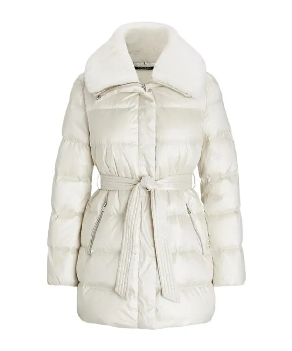 Ralph Lauren Faux-shearling Trim Belted Down Coat