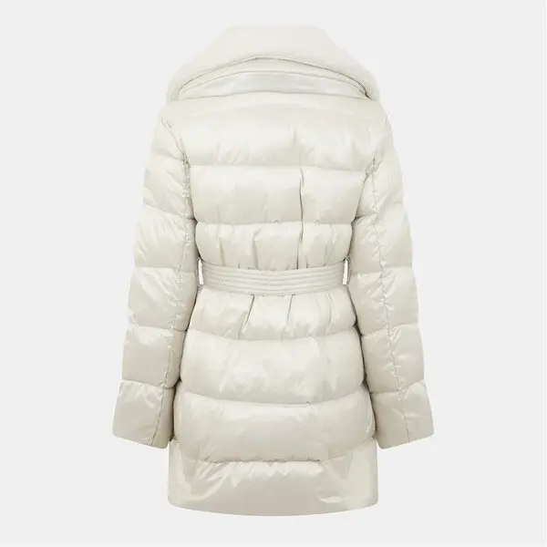 Ralph Lauren Faux-shearling Trim Belted Down Coat