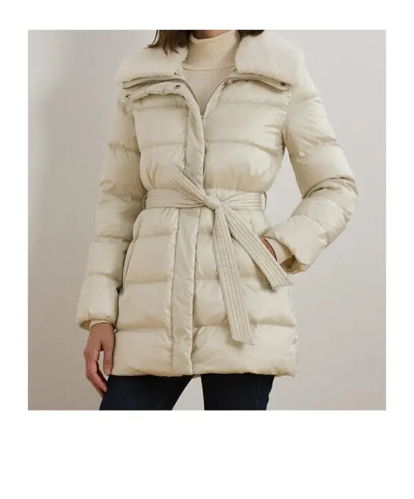 Ralph Lauren Faux-shearling Trim Belted Down Coat