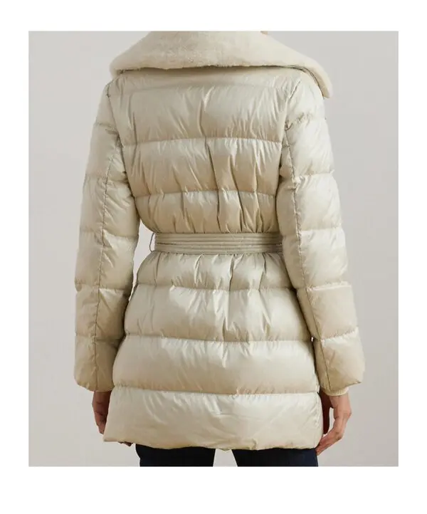 Ralph Lauren Faux-shearling Trim Belted Down Coat