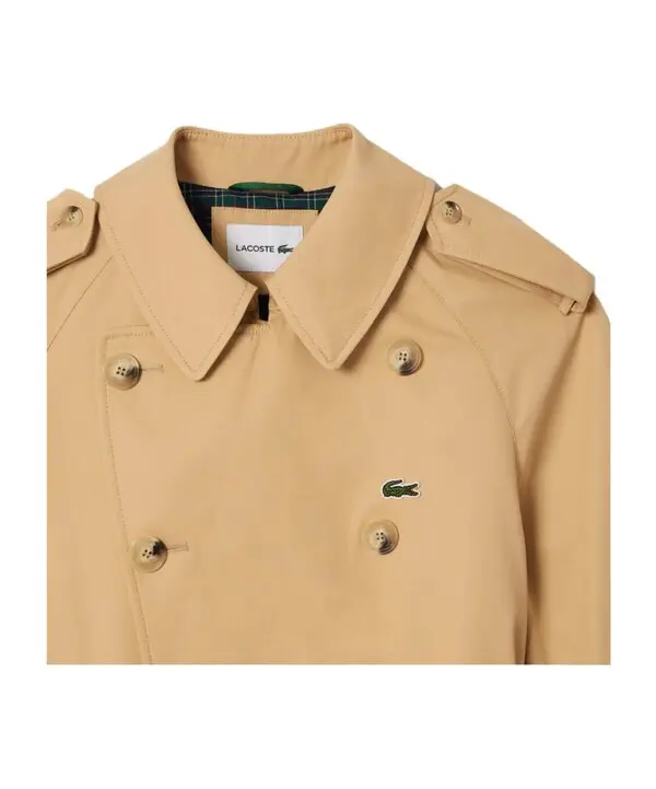 Lacoste Versatile Comfortable Khaki Double-breasted Trench Coat