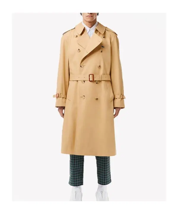 Lacoste Versatile Comfortable Khaki Double-breasted Trench Coat