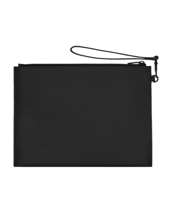 Saint Laurent Logo Plaque Zip-up Clutch Bag