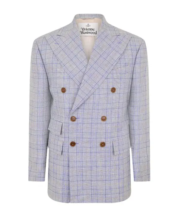 VIVIENNE WESTWOOD Light Purple Plaid Double-breasted Blazer