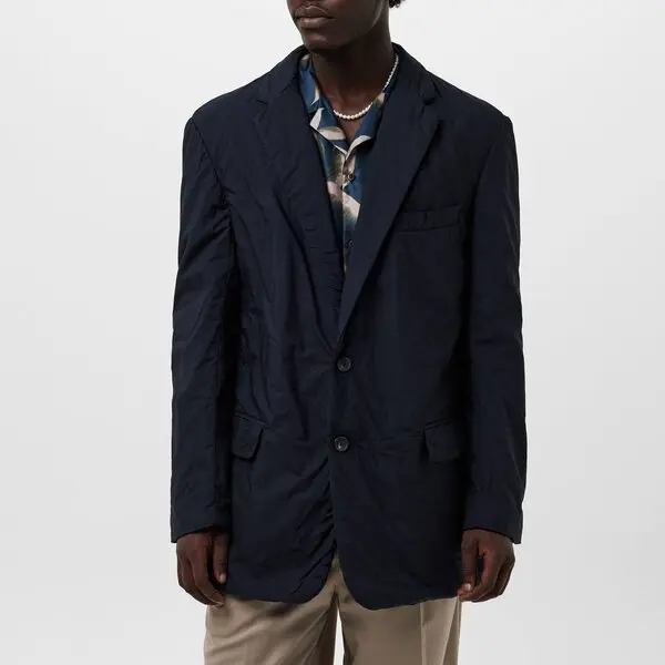 Dries Van Noten Navy Blue Lightweight Quilted Blazer-style Jacket