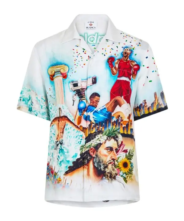 Casablanca Lapel Short-sleeved Shirt - White