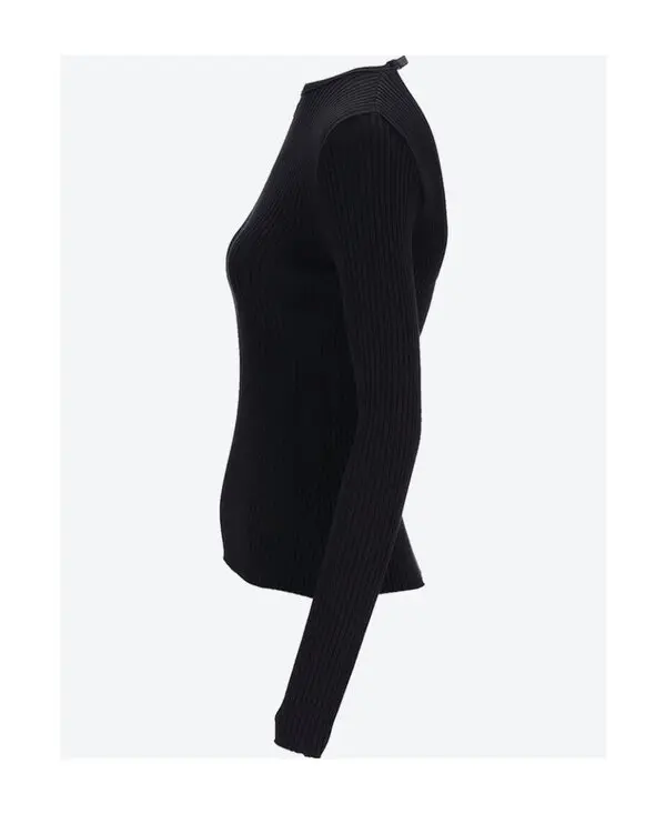 COURREGES Logo-embossed Ribbed-knit Jumper - Black