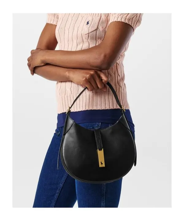 Polo Ralph Lauren Leather Shoulder Bag - Black