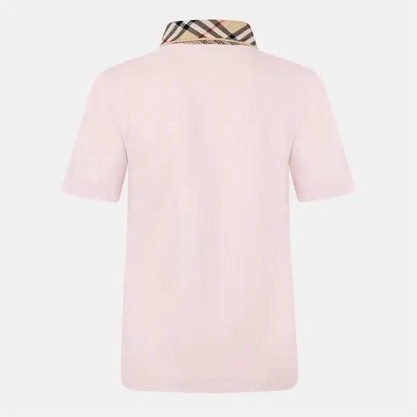 Burberry Polo Shirt With Plaid Collar - Pink